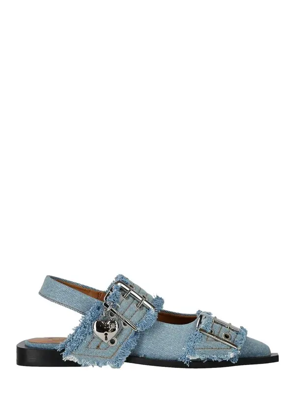 GANNI Slingback Ballerina Flats - Light Blue