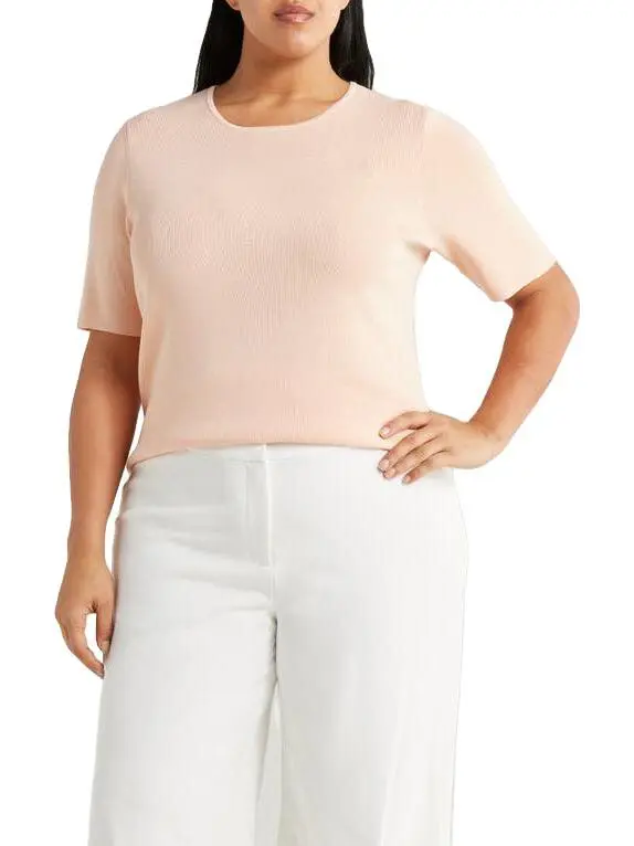 TAHARI ASL Short Sleeve Sweater - Parfait