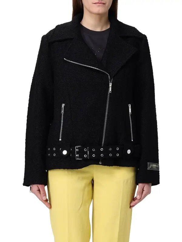 GANNI Textured Moto Jacket - Black