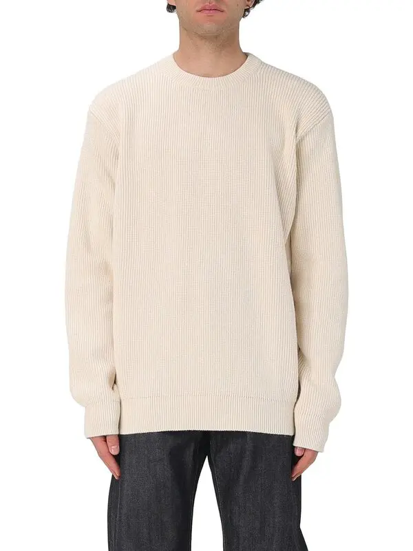 JIL SANDER Ribbed Crew Neck Sweater - Beige
