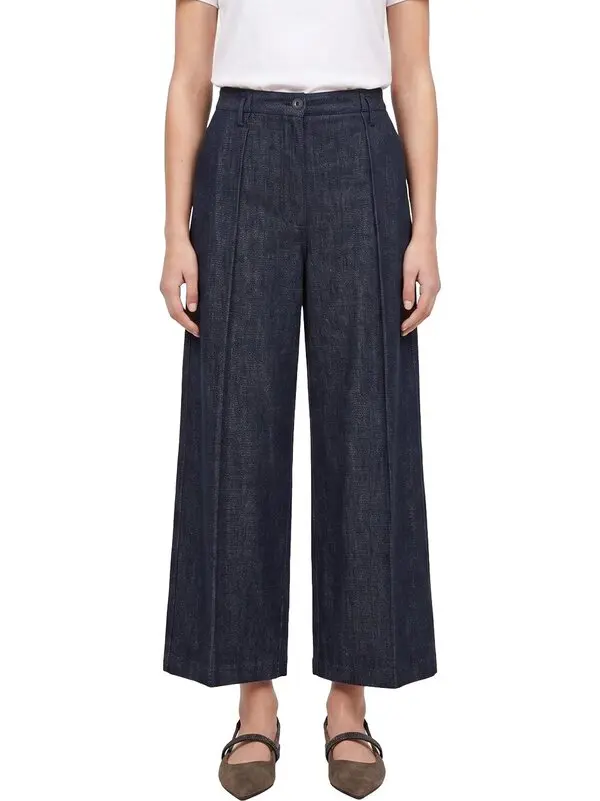 Brunello Cucinelli Cropped Cotton Trousers - Blue