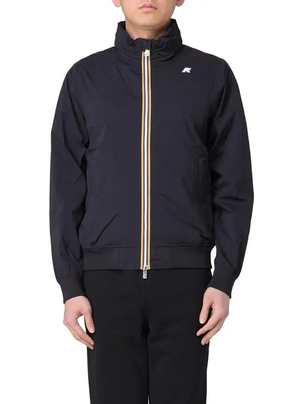 K-WAY Zip-up Jacket With Stand Collar - Black