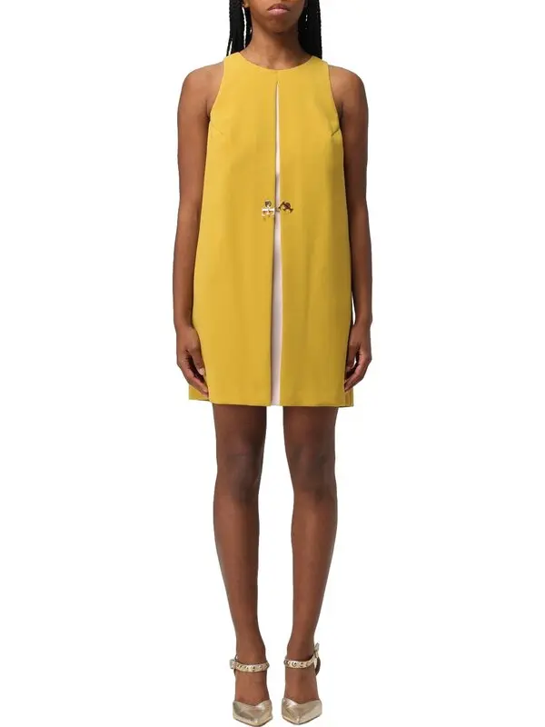 Elisabetta Franchi Sleeveless Dress With Gold Embellishment - Brown
