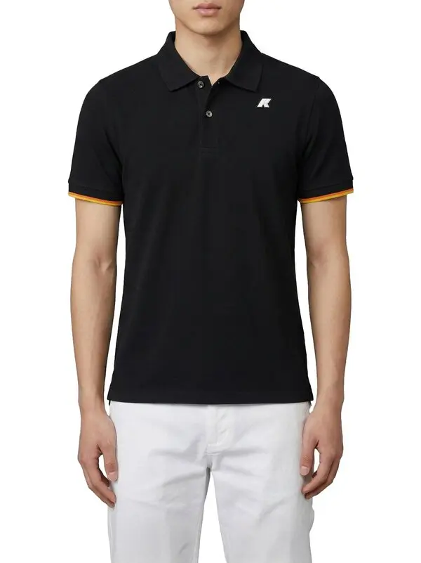 K-WAY Cotton Polo With Logo - Black