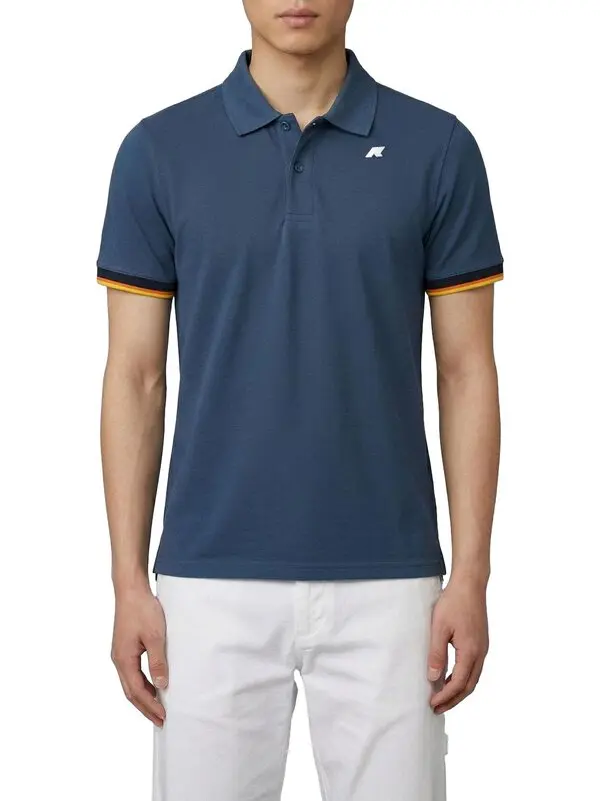 K-WAY Cotton Polo With Logo - Blue 1