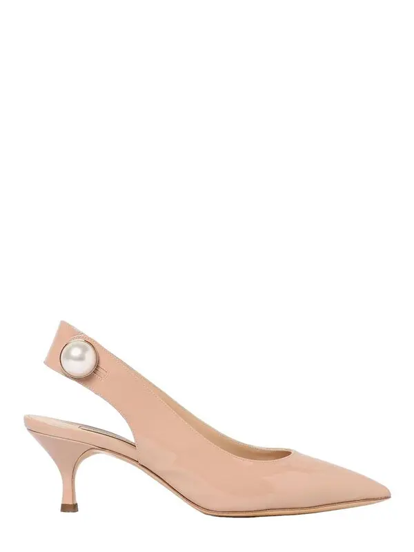 Casadei Slingback Pumps With Embellished Heel - Nude