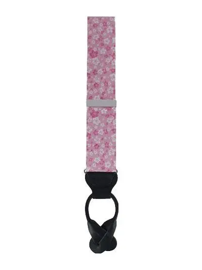 Trafalgar Hanami Cherry Blossom Burst Linen Blend Suspenders - Pink