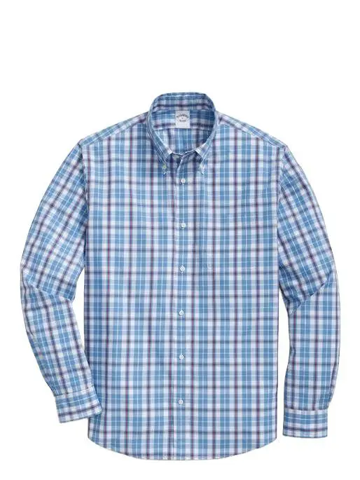 Brooks Brothers Friday Poplin Plaid Cotton Oxford Cloth Button-down Shirt - Ultramarinepld