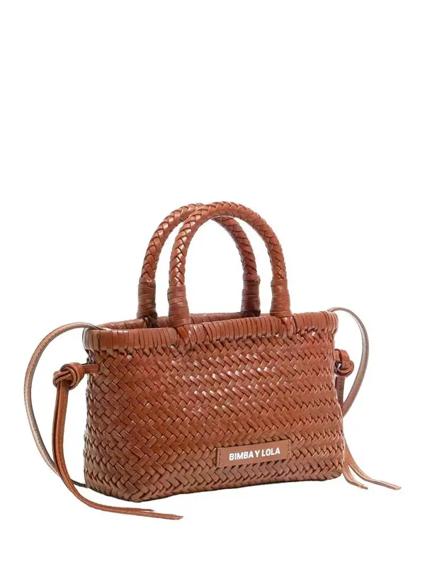 Bimba Y Lola Mini Interwoven Tote - Brown