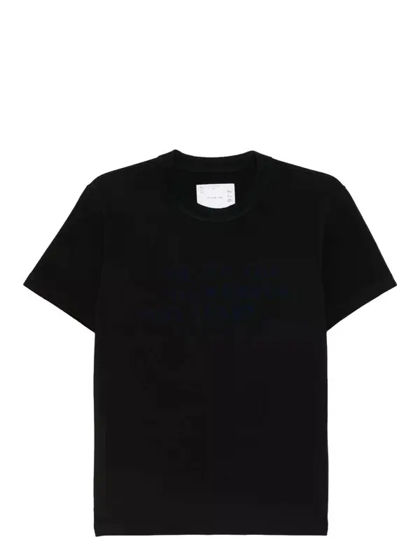 Sacai Flocked Slogan T-shirt - Black