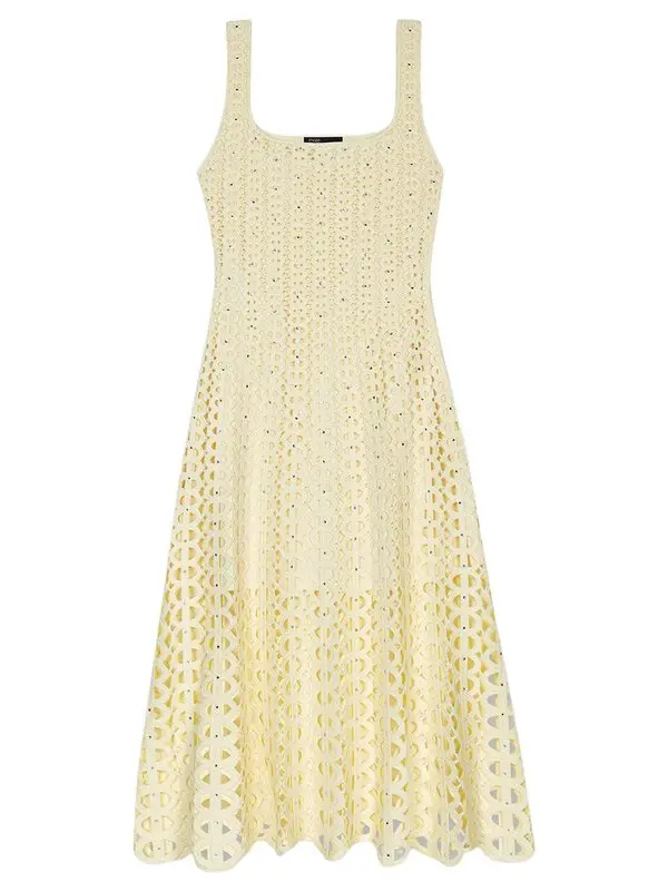 Maje Russelking Embellished Open-knit Midi Dress - Yellow