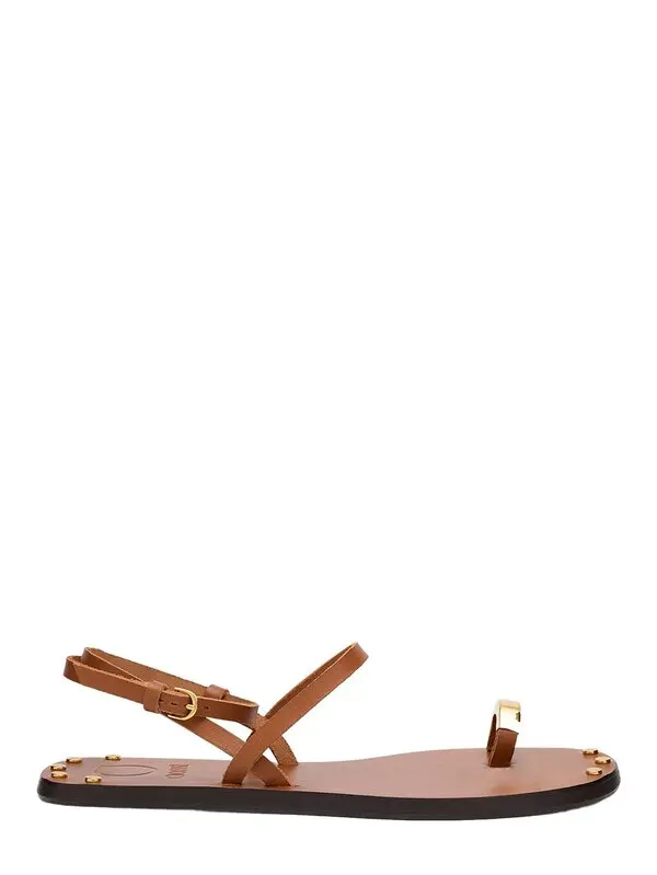 ODISSI Fara Leather Flat Sandals - Tan