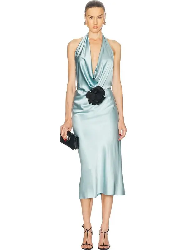 Alejandra Alonso Rojas Draped Halter Dress - Blue