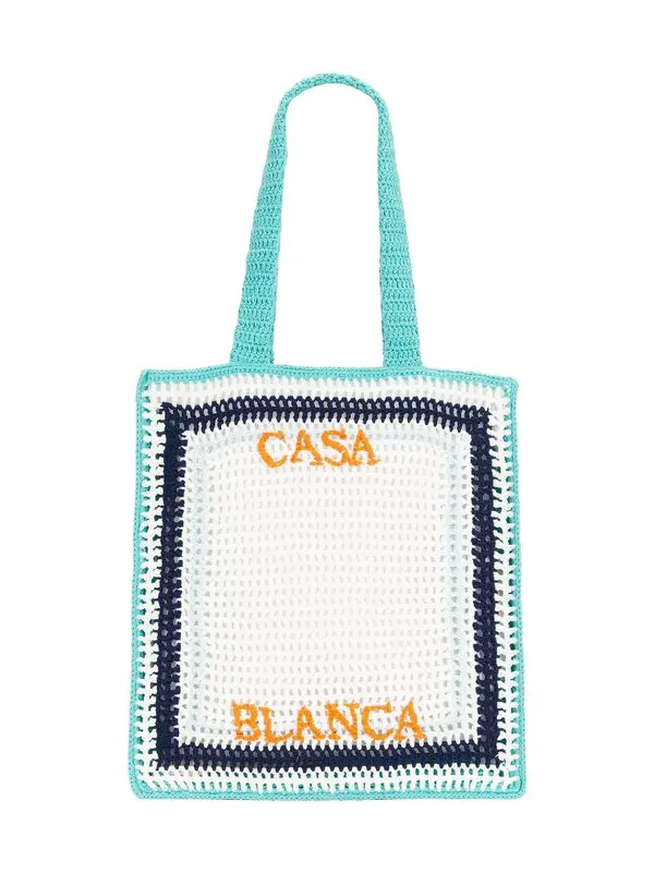 Casablanca Crochet Tote Bag - Tennis Stripe