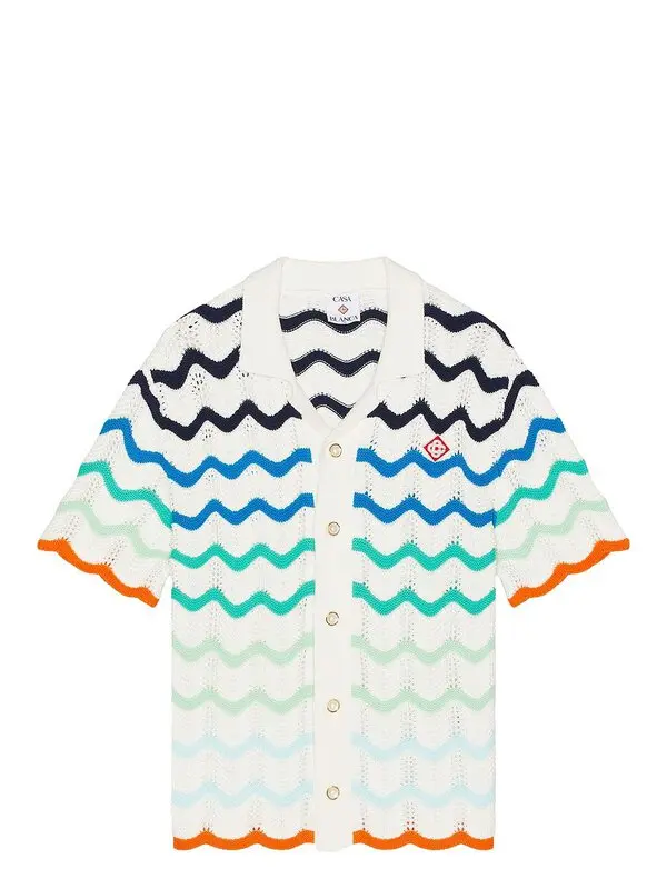 Casablanca Gradient Texture Shirt In White - Wave