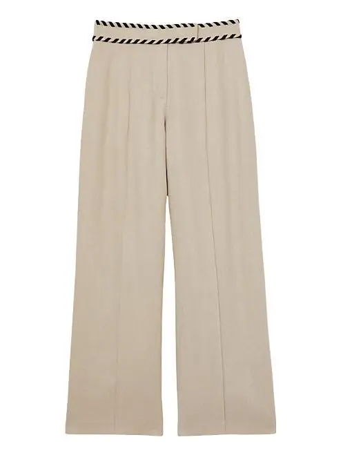 REISS Fawn Wide-leg Linen Trousers - Neutral