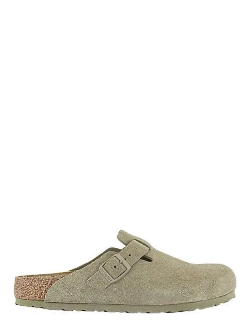 BIRKENSTOCK Boston Suede Clogs - Faded Khaki Suede