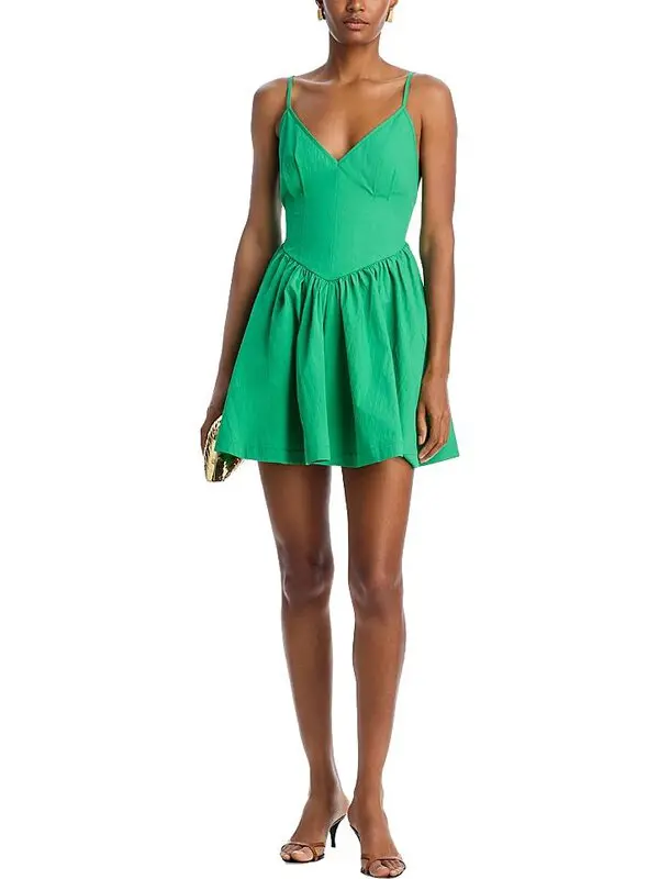 Aqua V-neck Sleeveless Mini Dress - Green