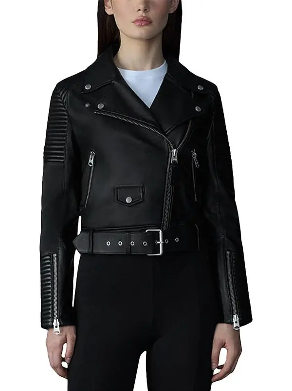 Mackage Masina Leather Biker Jacket - Black