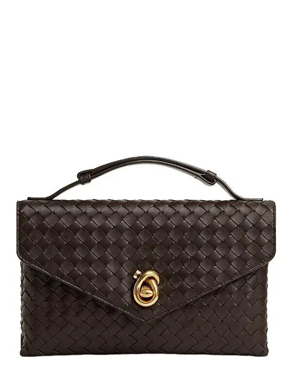 Bottega Veneta Knot Lock Intrecciato Leather Crossbody Bag - Fondant/gold