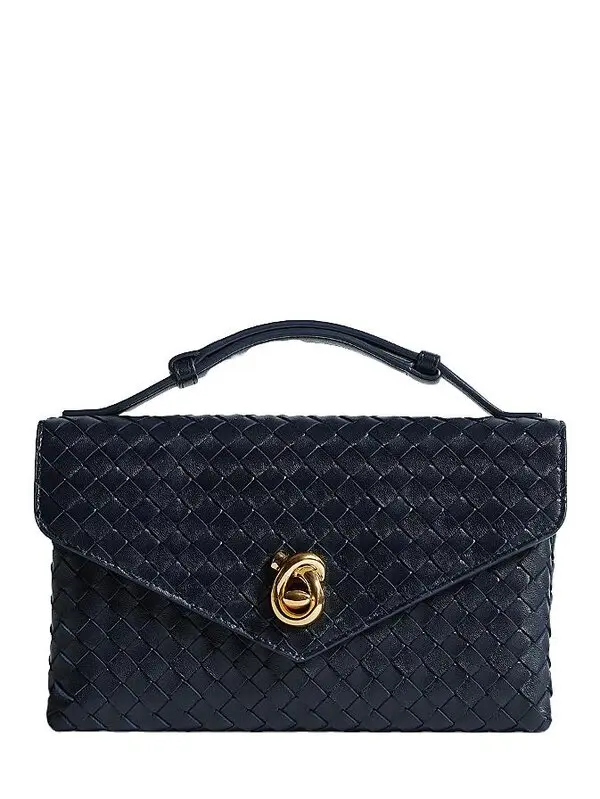 Bottega Veneta Intrecciato Leather Crossbody Bag - Midnight/muse Brass