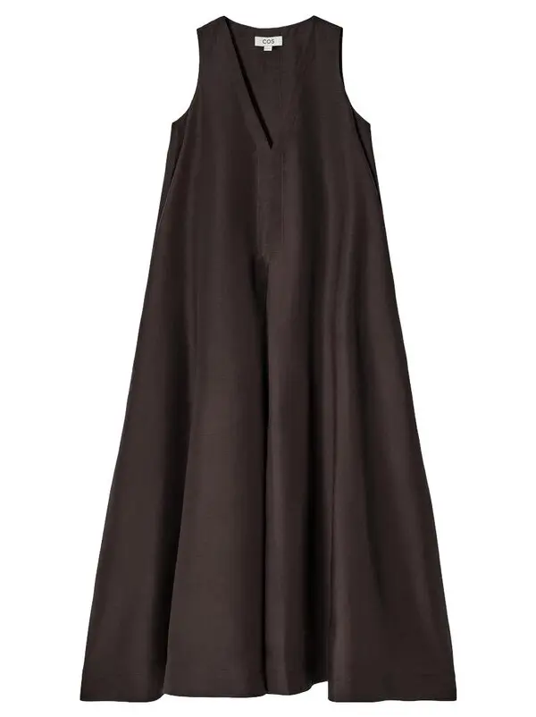 Cos A-line Linen-blend Maxi Dress - Brown