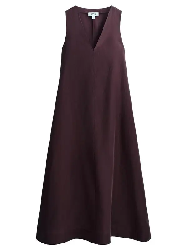 Cos A-line Linen-blend Maxi Dress - Red