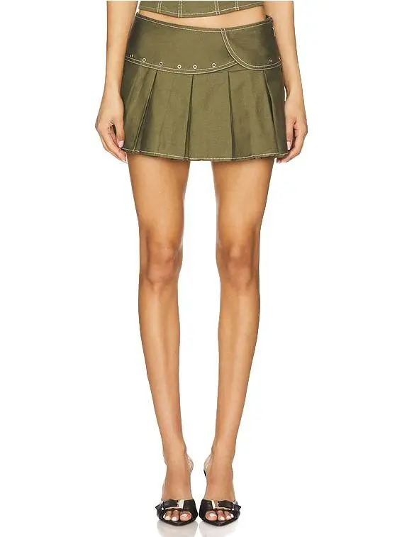 BY.DYLN X Revolve Brixton Pleated Skirt - Olive