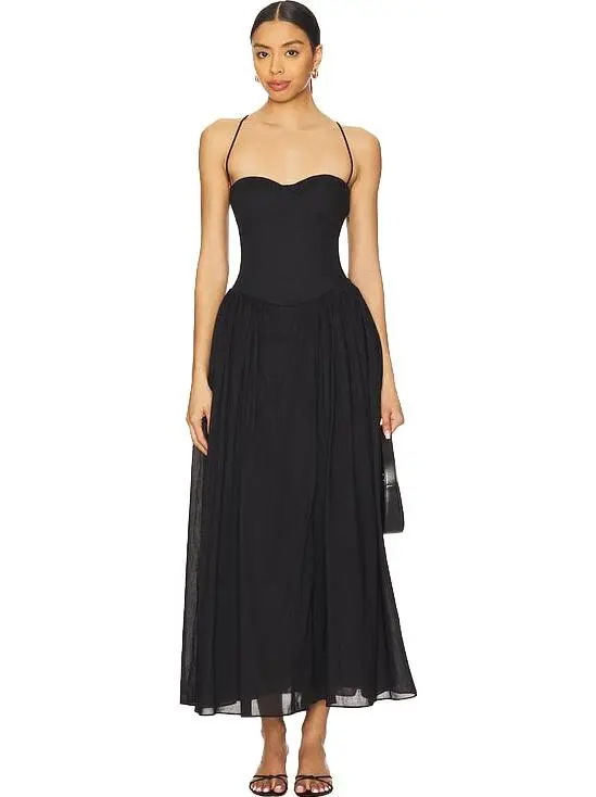 Bardot Estie Cotton Maxi Dress - Black