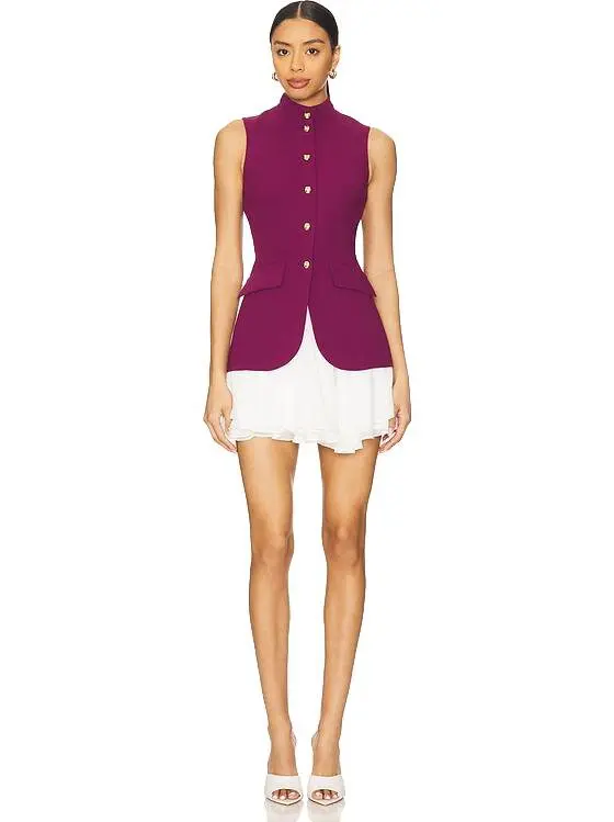 Amanda Uprichard Justine Dress - Aubergine & Ivory