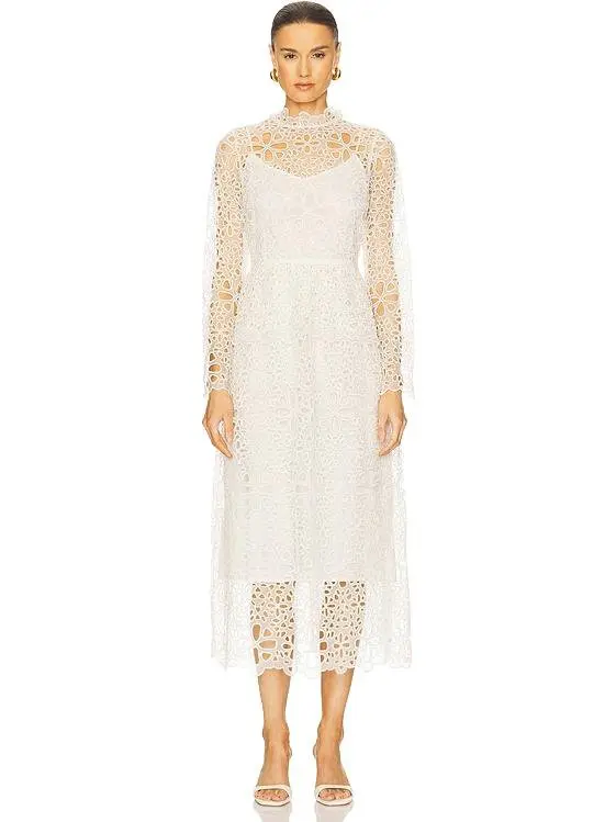 Sea Lumi Eyelet Peplum Long Sleeve Dress - Cream