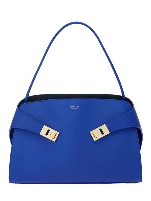 FERRAGAMO Soft Hug Bicolor Shoulder Bag - Blue