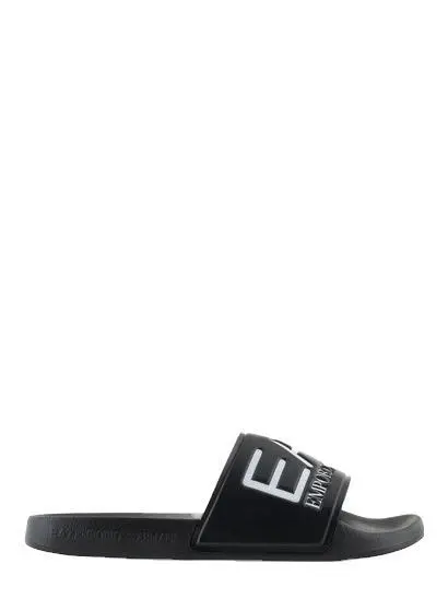 Emporio Armani Slides With Logo - Black