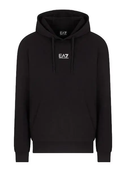 Emporio Armani Ea7 Core Identity Cotton Hooded Sweatshirt - Black