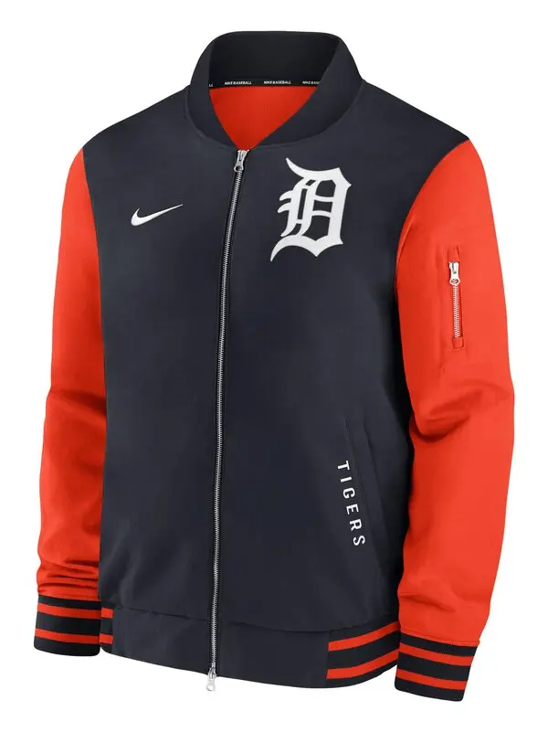 Nike Detroit Tigers Authentic Collection Dugout Mlb Full-zip Bomber Jacket - Blue