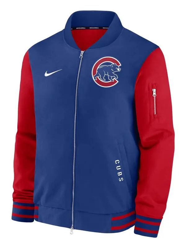 Nike Chicago Cubs Authentic Collection Dugout Mlb Full-zip Bomber Jacket - Blue