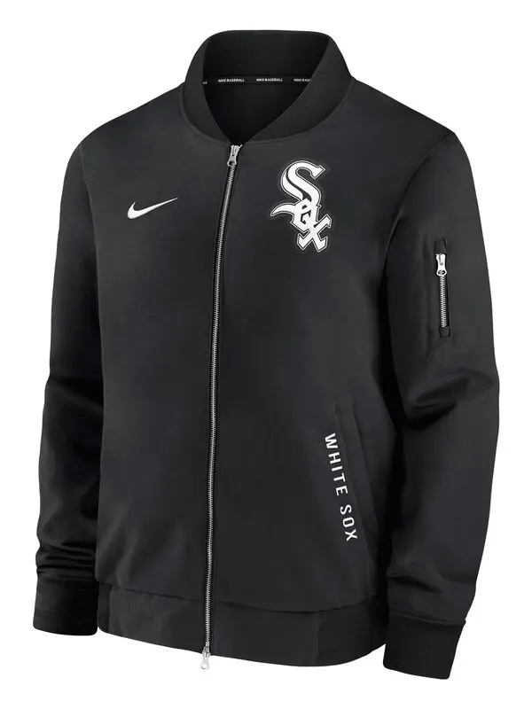 Nike Chicago White Sox Authentic Collection Dugout Mlb Full-zip Bomber Jacket - Black