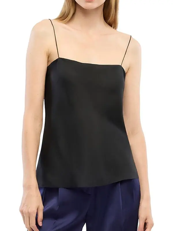 Another Tomorrow Silk Camisole - Black