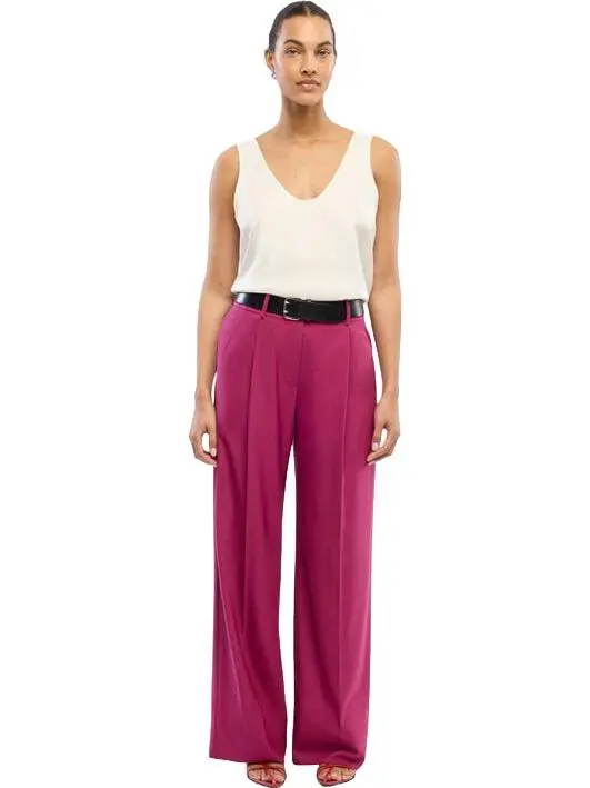 Another Tomorrow Relaxed Wide Leg Pant - Magenta