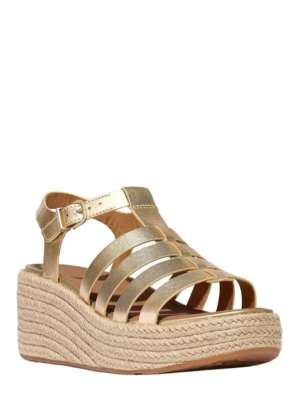Fitflop Espadrille Platform Wedge Sandal - Platino