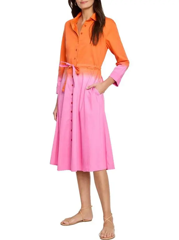 NIC+ZOE Ayla Ombré Shirtdress - Pink Multi