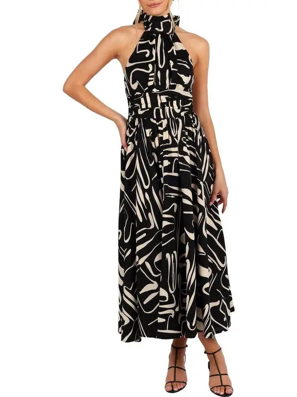 PETAL & PUP Jennifer Halter Maxi Dress - Black/white
