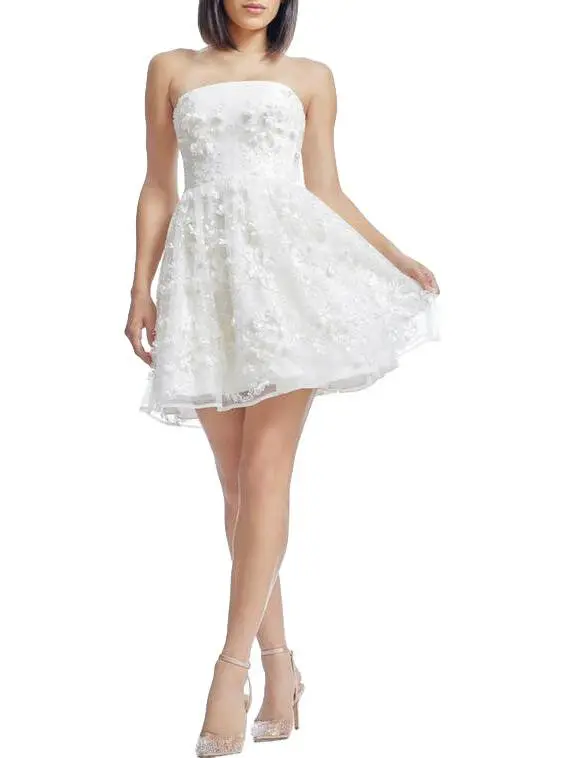 Dress The Population Marilyn Floral Appliqué Strapless Minidress - White