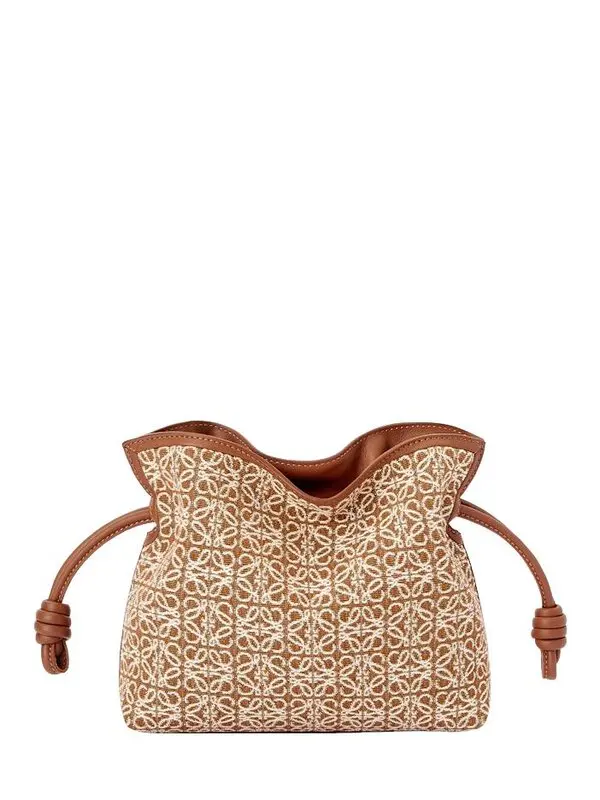 Loewe Mini Flamenco Clutch In Anagram Jacquard And Calfskin - Tan/pecan