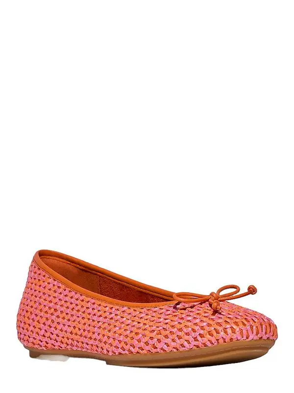 Fitflop Delicato Bow Woven Ballet Flats - Satsuma/pink