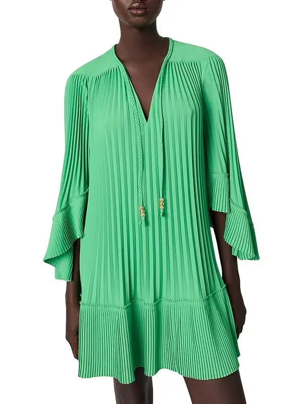 Maje Short Pleated Dress - Green