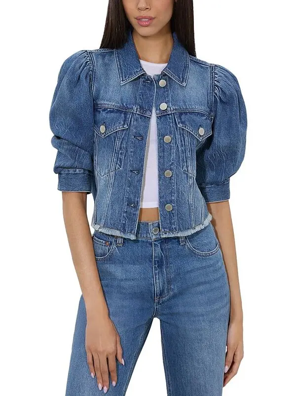 Alice + Olivia Lana Puff Sleeve Denim Jacket - Brooklyn Blue