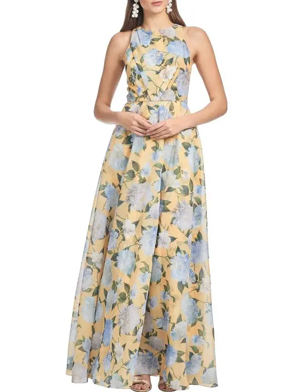 Sachin & Babi Kate Floral Print Gown - Sun And Sea Peonies