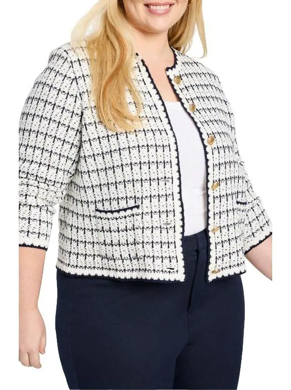 NIC+ZOE Mixed Up Tweed-inspired Sweater Jacket - Cream Multi