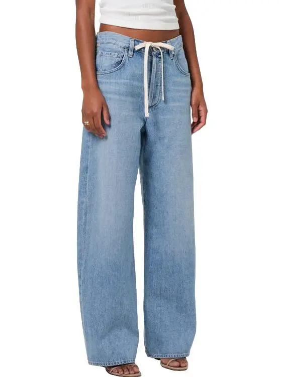 Citizens Of Humanity Brynn Drawstring High-waist Wide-leg Jeans - Blue Lace (lt Indigo)